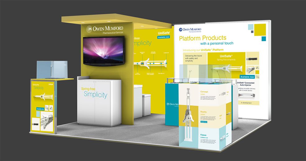 Creative and compelling event stand to support launch of rebrand